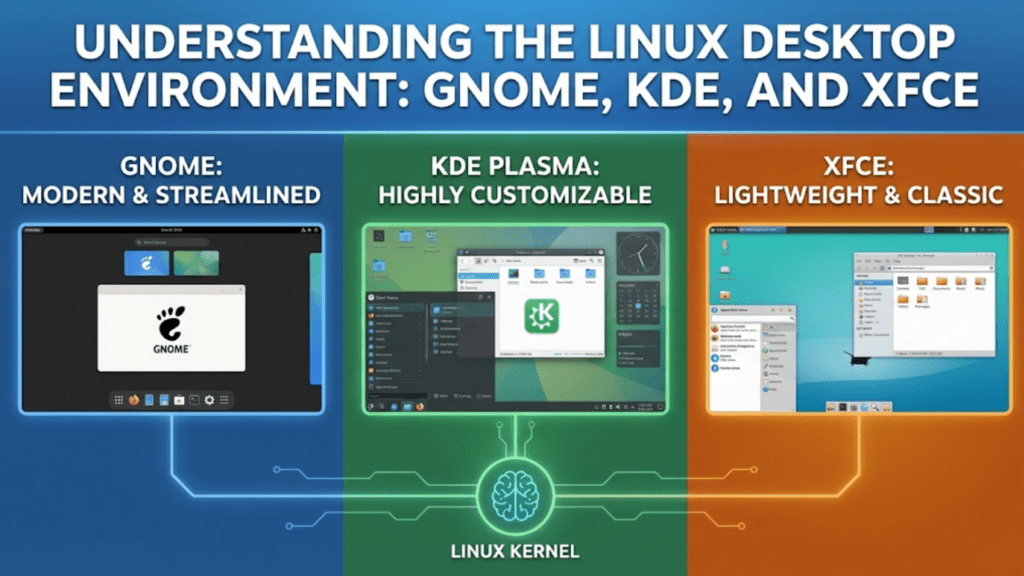Linux Desktop Environments Explained: GNOME vs KDE vs XFCE Compared